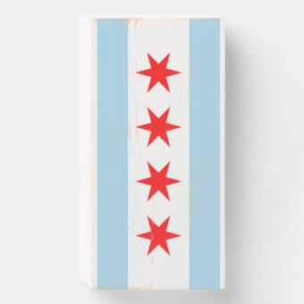 Patriotic Wood Box Sign with Flag of Chicago | Zazzle