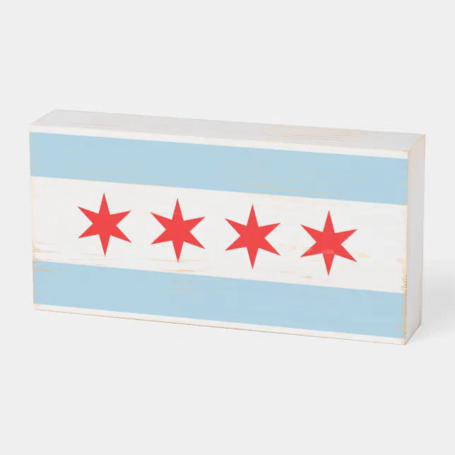 Patriotic Wood Box Sign with Flag of Chicago | Zazzle