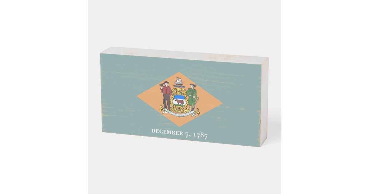 Patriotic Wood Box Sign with Flag of Delaware | Zazzle