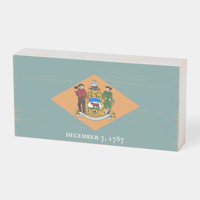 Patriotic Wood Box Sign with Flag of Delaware | Zazzle