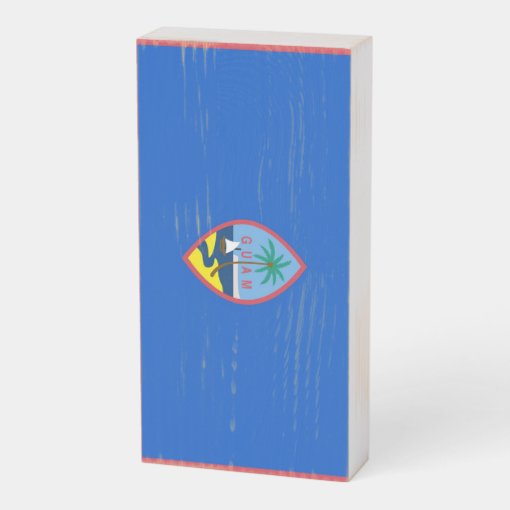 Patriotic Wood Box Sign with Flag of Guam | Zazzle