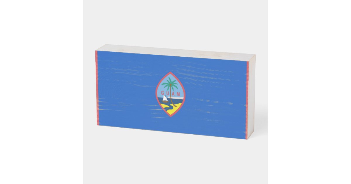 Patriotic Wood Box Sign with Flag of Guam | Zazzle