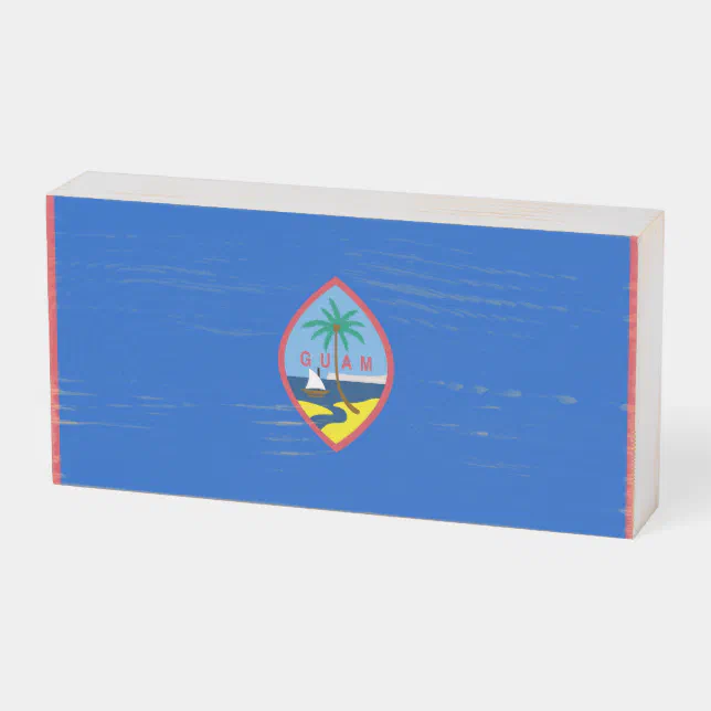 Patriotic Wood Box Sign with Flag of Guam | Zazzle