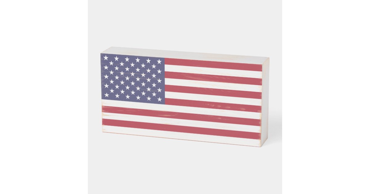 Patriotic Wood Box Sign with Flag of USA | Zazzle
