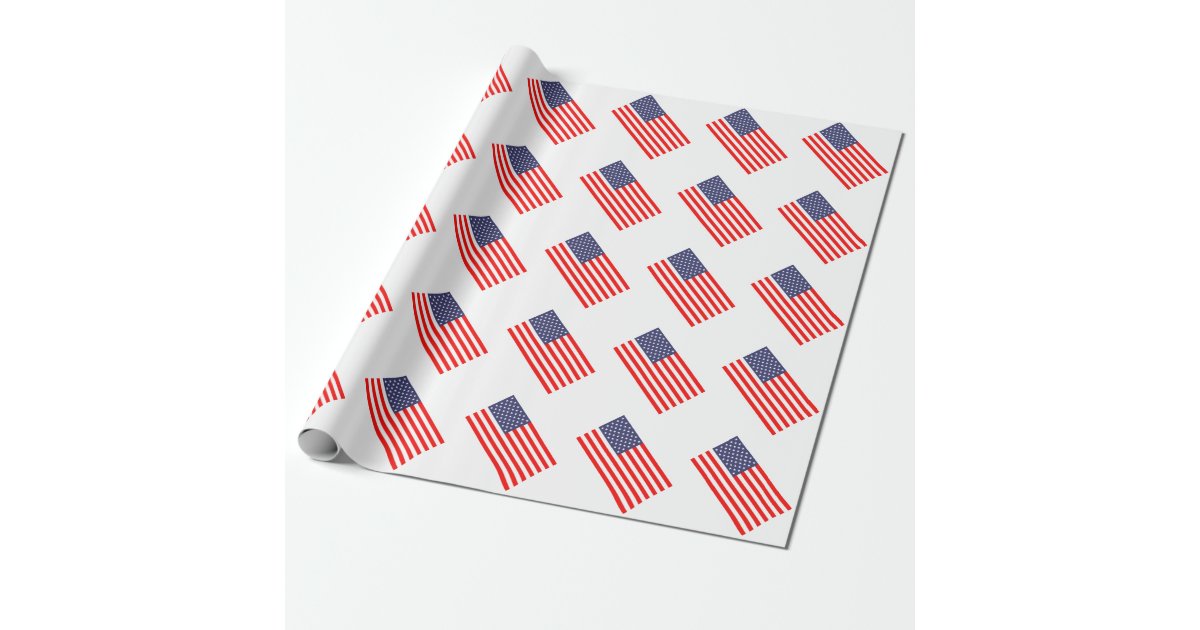 Patriotic wrapping paper with American flag | Zazzle