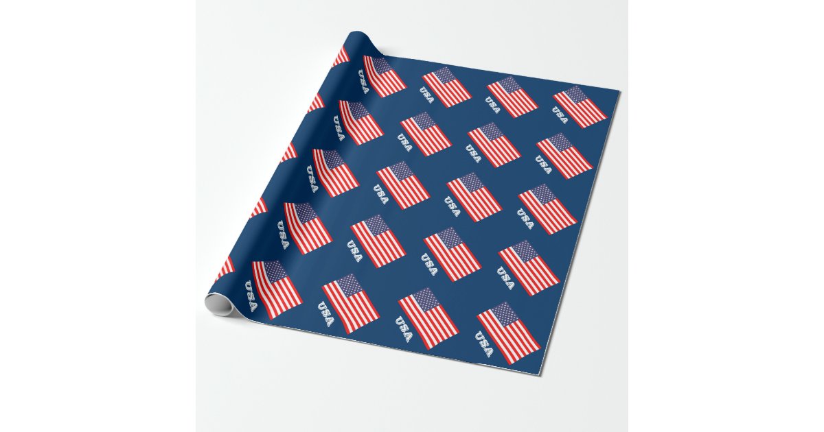 Patriotic wrapping paper with flag of America | Zazzle