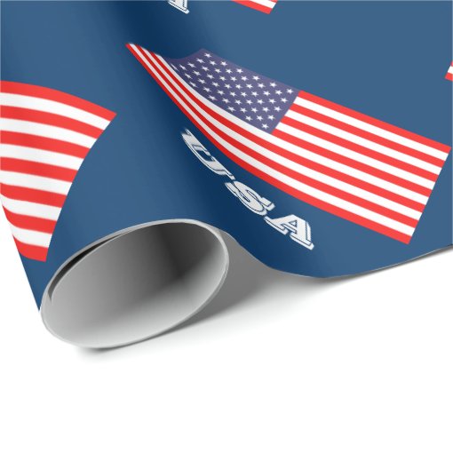Patriotic wrapping paper with flag of America | Zazzle