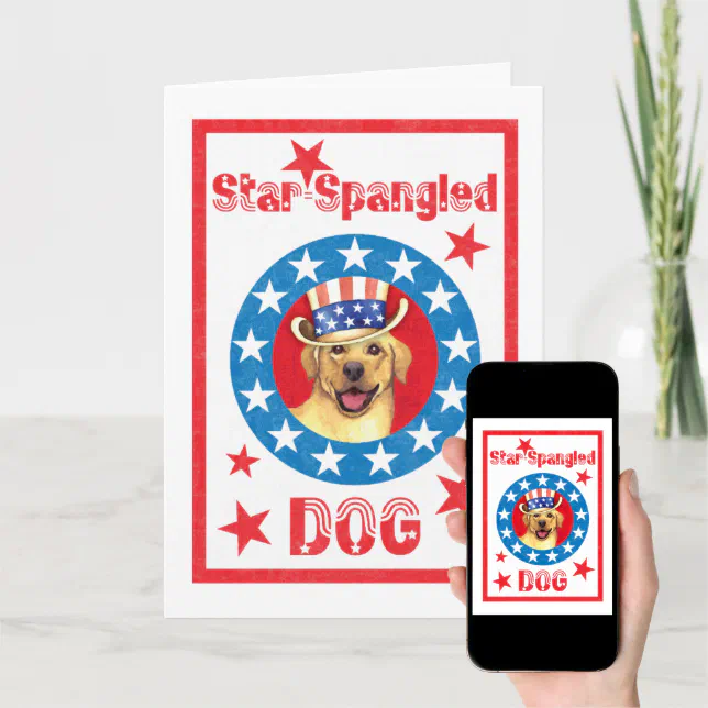 Patriotic Yellow Lab Card | Zazzle