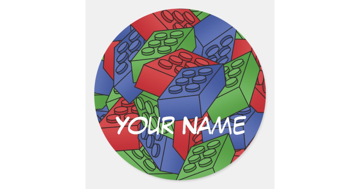 Pattern - Bright Building Blocks Classic Round Sticker | Zazzle