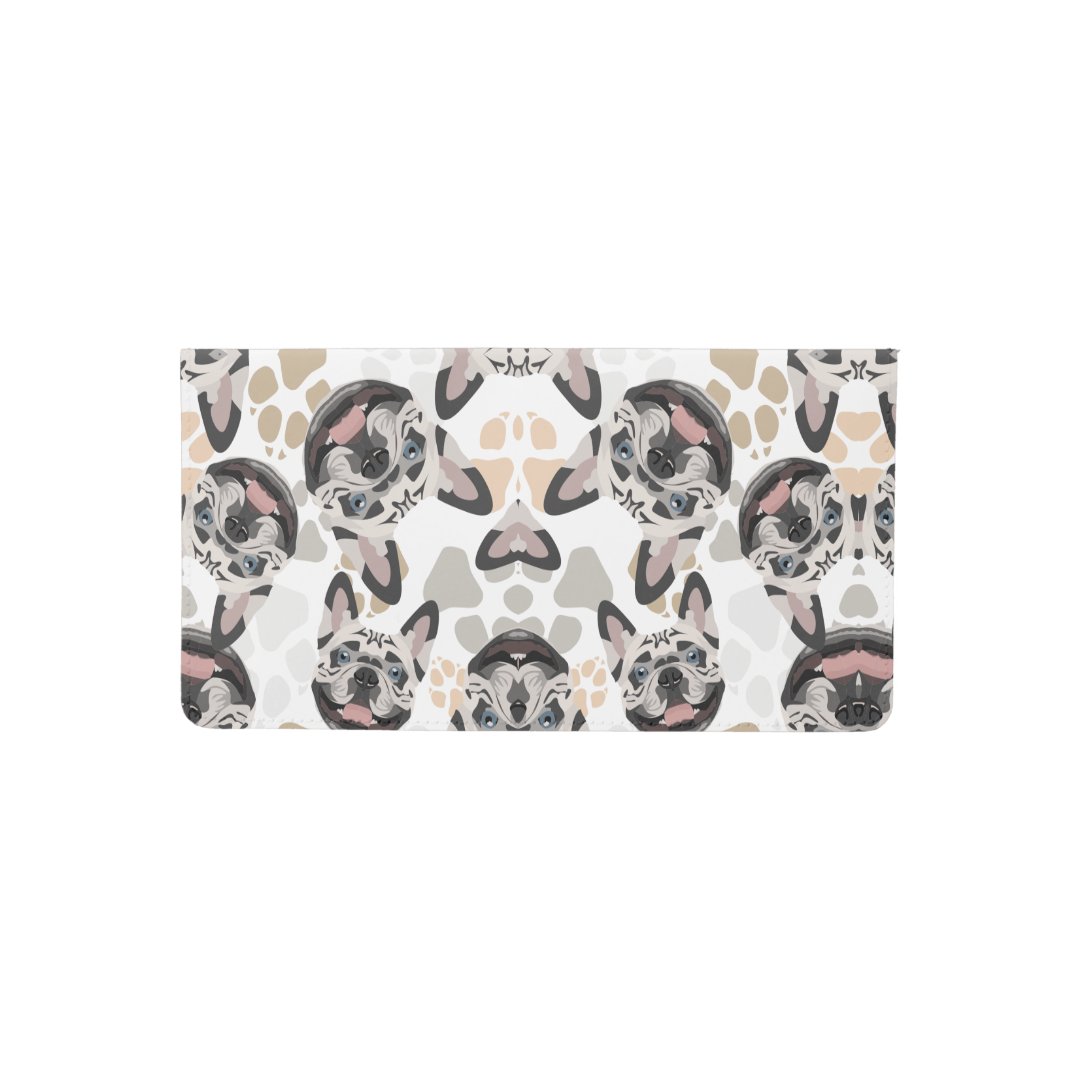 Pattern Dog Paws French Bulldog Checkbook Cover | Zazzle