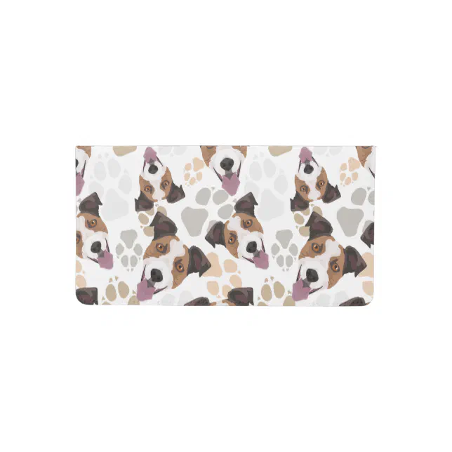Pattern Dog Paws Jack Russell Terrier Checkbook Cover | Zazzle