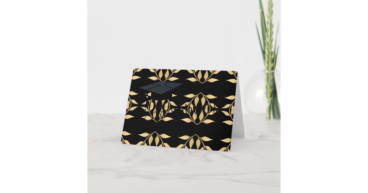 Pattern Gold Black Congratulations Graduation Card | Zazzle.com