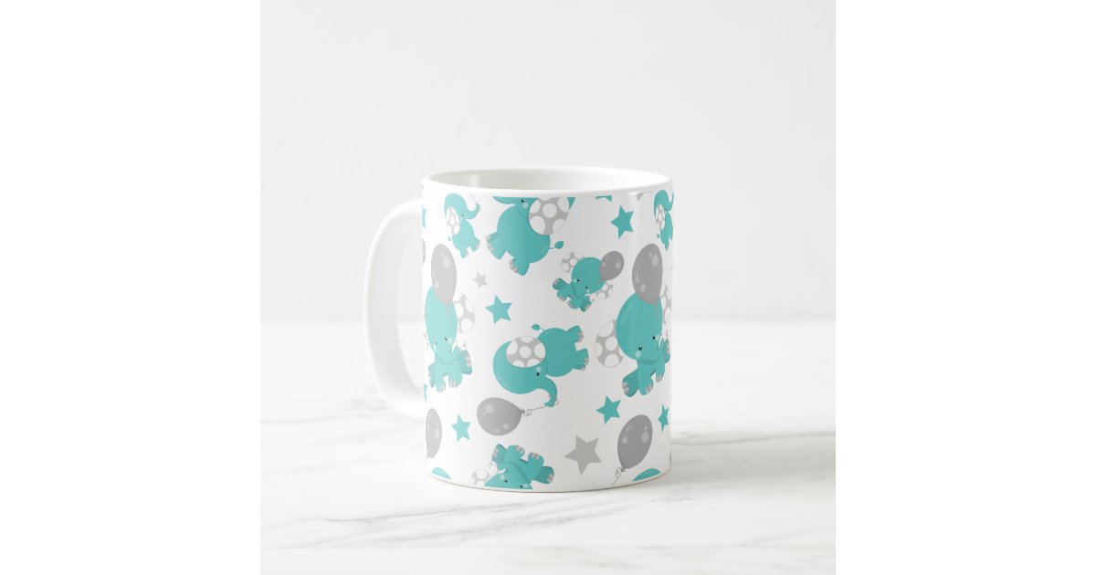 Pattern Of Blue Elephants, Cute Elephants, Stars Coffee Mug | Zazzle