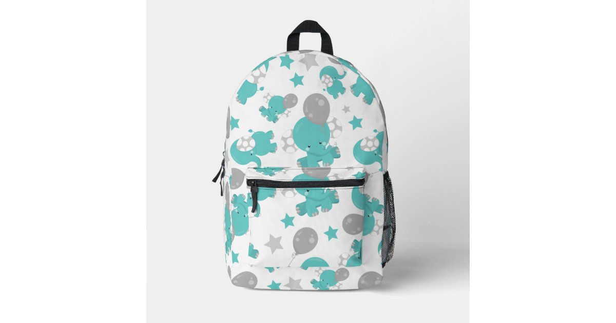Pattern Of Blue Elephants, Cute Elephants, Stars Printed Backpack | Zazzle