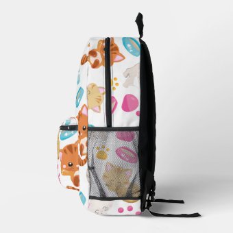 Pattern Of Cats, Cute Cats, Kitty, Kittens, Paws Printed Backpack | Zazzle