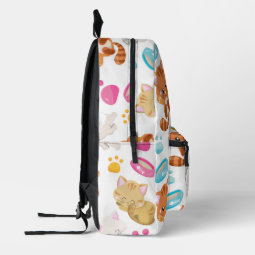 Pattern Of Cats, Cute Cats, Kitty, Kittens, Paws Printed Backpack | Zazzle