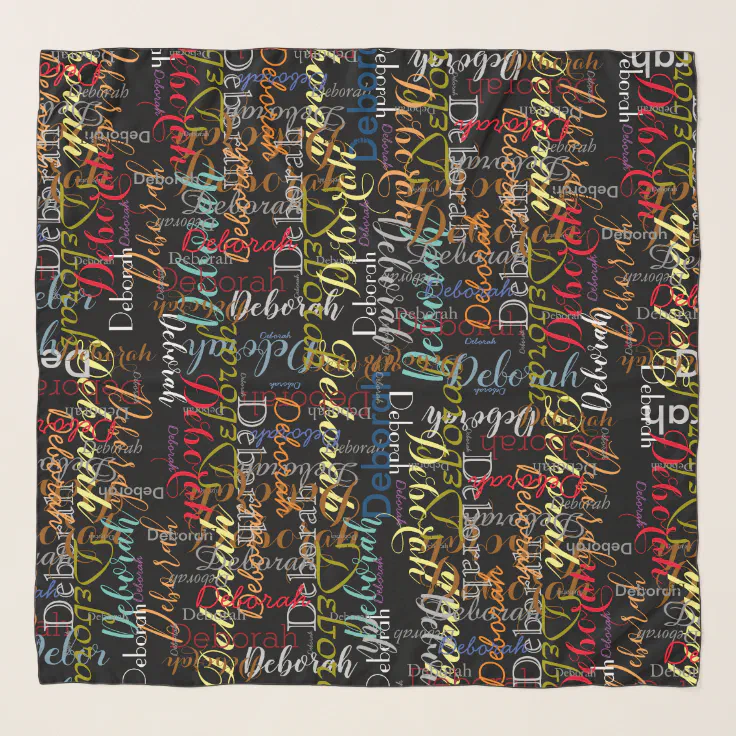 pattern of color names on black scarf | Zazzle