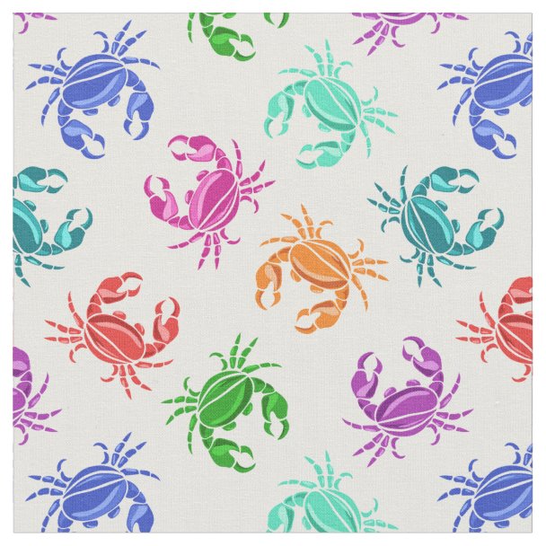 Happy Crabs Pattern Fabric | Zazzle