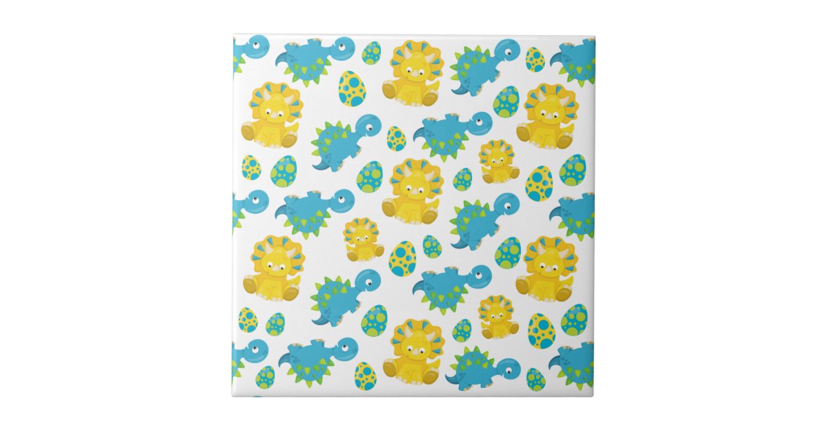 Pattern Of Dinosaurs, Cute Dinosaurs, Baby Dino Ceramic Tile | Zazzle