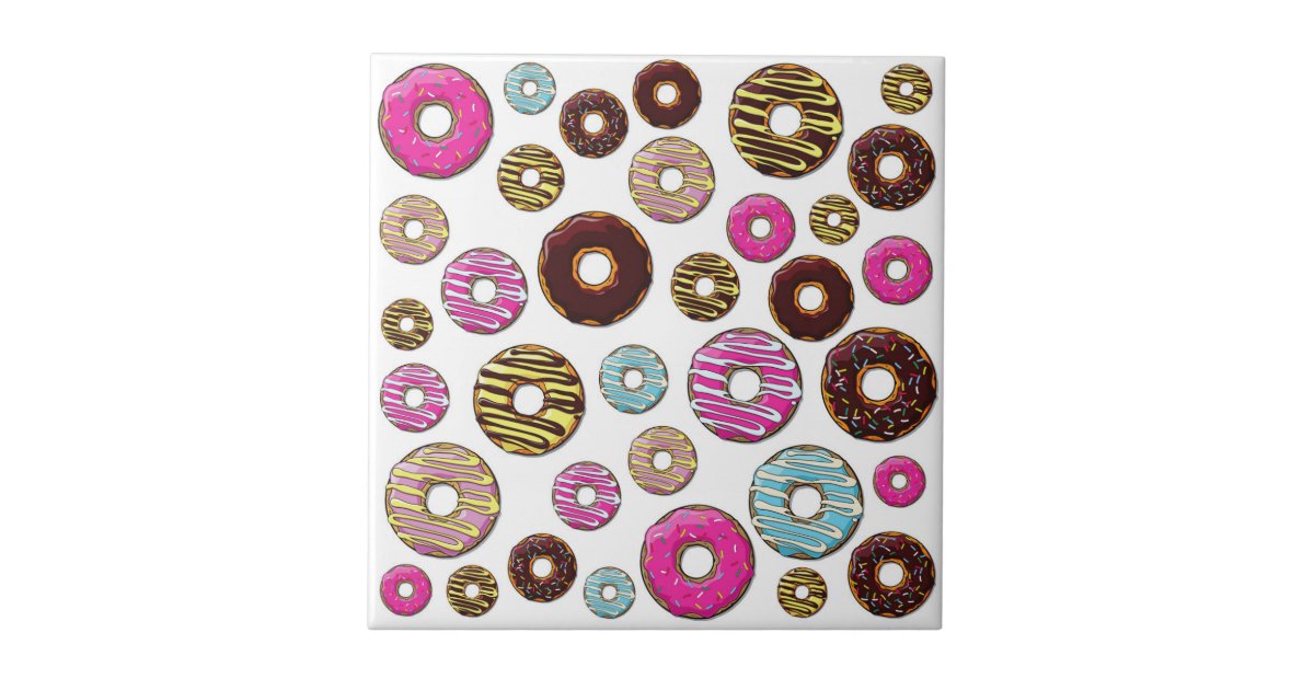 Pattern Of Donuts, Colorful Donuts, Sprinkles Ceramic Tile | Zazzle