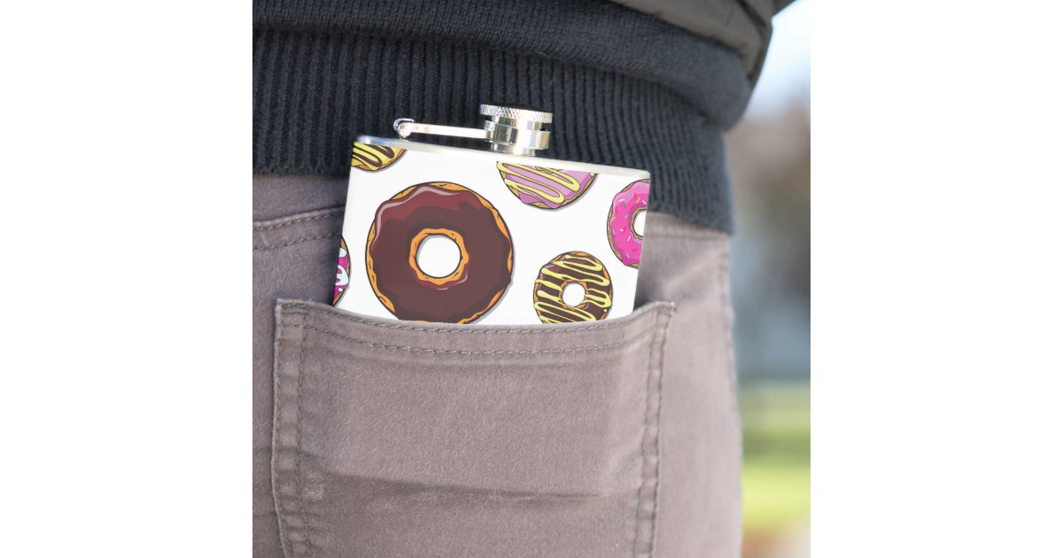Pattern Of Donuts, Colorful Donuts, Sprinkles Flask | Zazzle