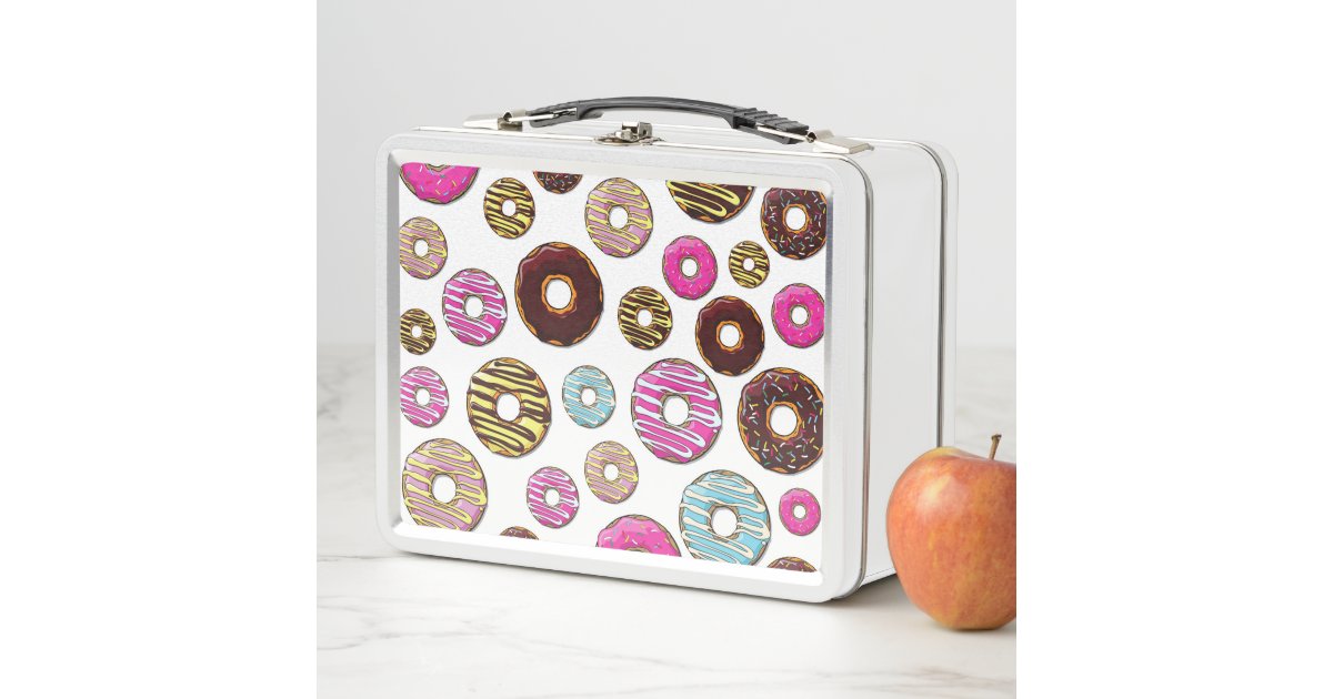 Pattern Of Donuts, Colorful Donuts, Sprinkles Metal Lunch Box | Zazzle