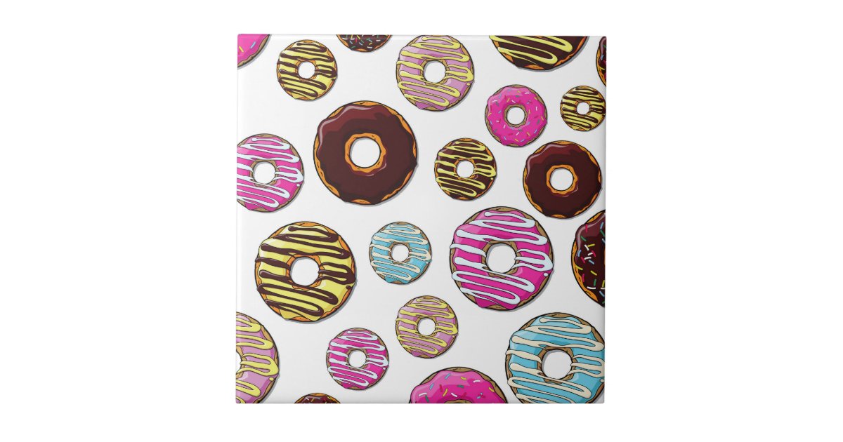 Pattern Of Donuts, Colorful Donuts, Sprinkles Tile | Zazzle
