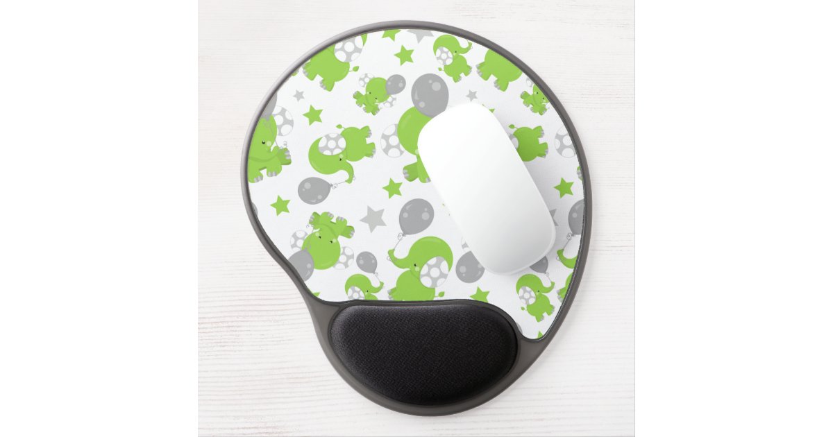 Pattern Of Green Elephants, Cute Elephants, Stars Gel Mouse Pad | Zazzle