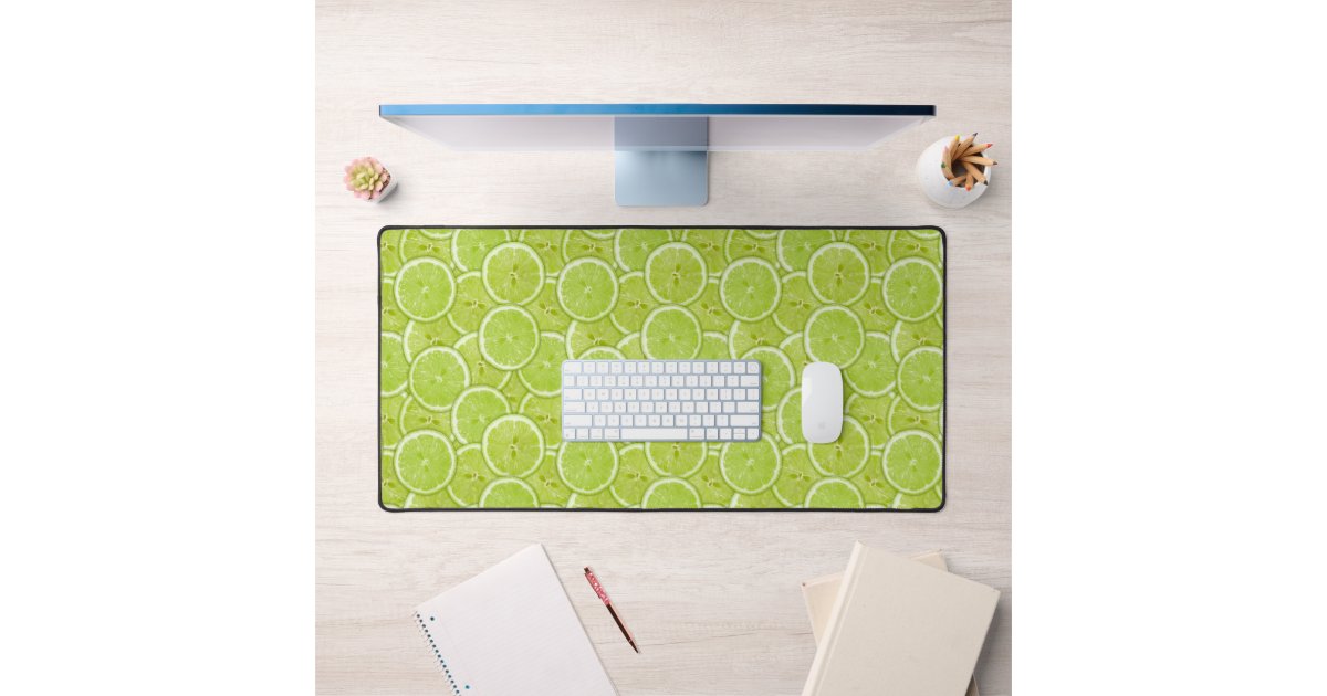 Pattern Of Green Lime Slices Desk Mat | Zazzle