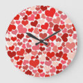 Pattern Of Hearts, Red Hearts, Love Large Clock | Zazzle