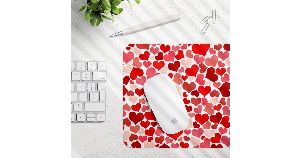 Pattern Of Hearts, Red Hearts, Love Mouse Pad | Zazzle