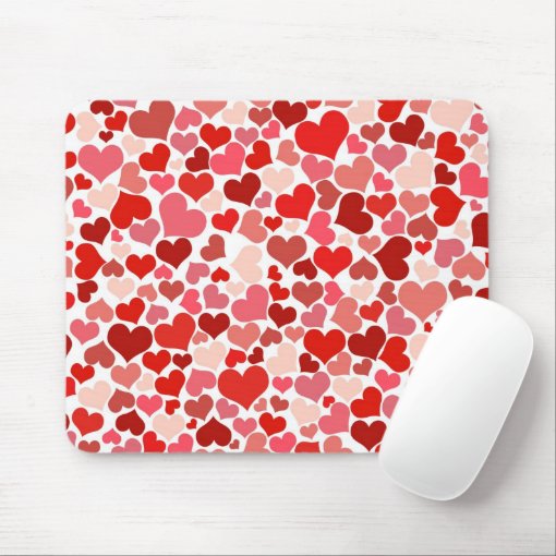 Pattern Of Hearts, Red Hearts, Love Mouse Pad | Zazzle