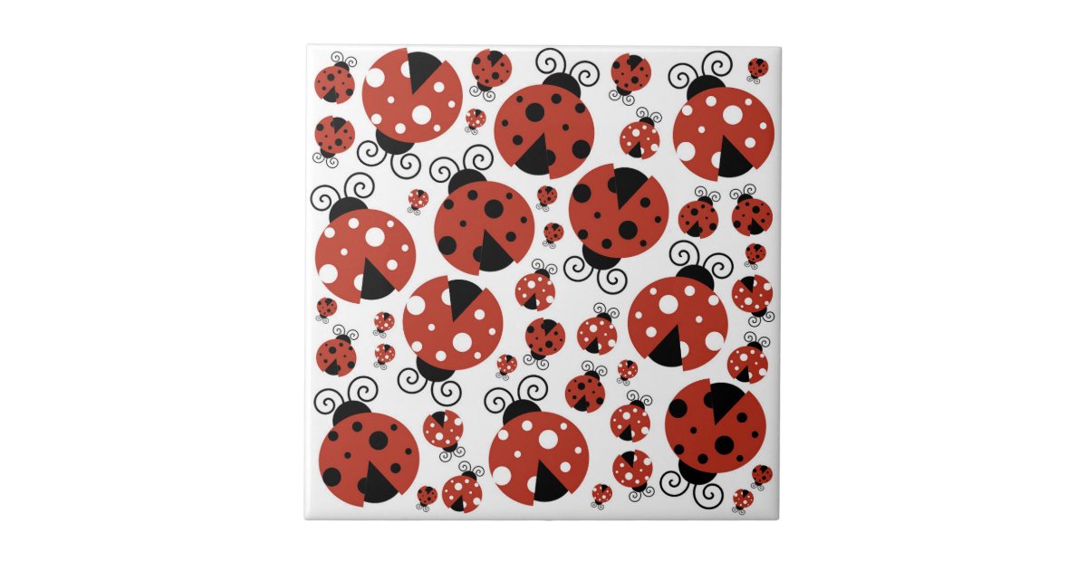 Pattern Of Ladybugs, Cute Ladybugs, Red Ladybugs Ceramic Tile | Zazzle