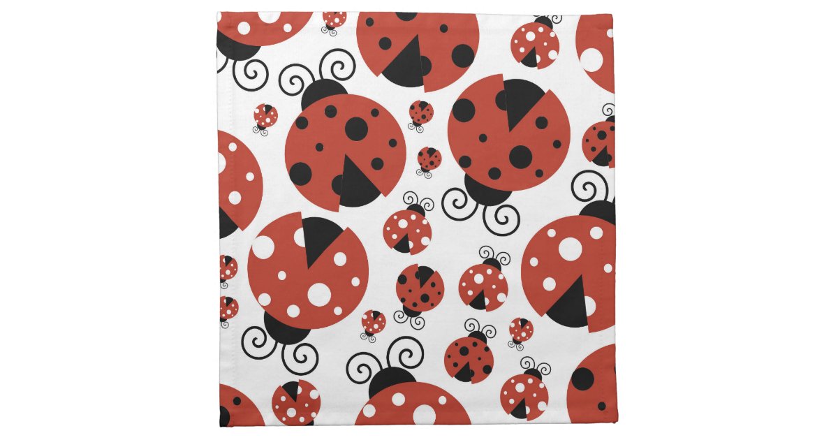 Pattern Of Ladybugs, Cute Ladybugs, Red Ladybugs Cloth Napkin | Zazzle