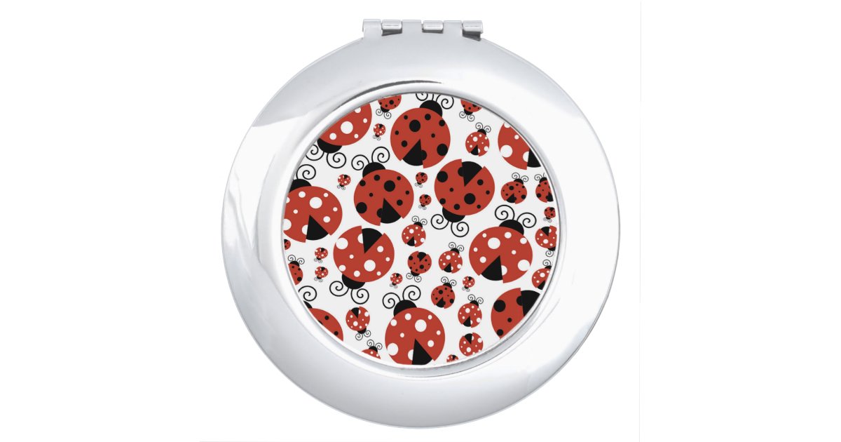 Pattern Of Ladybugs, Cute Ladybugs, Red Ladybugs Compact Mirror | Zazzle