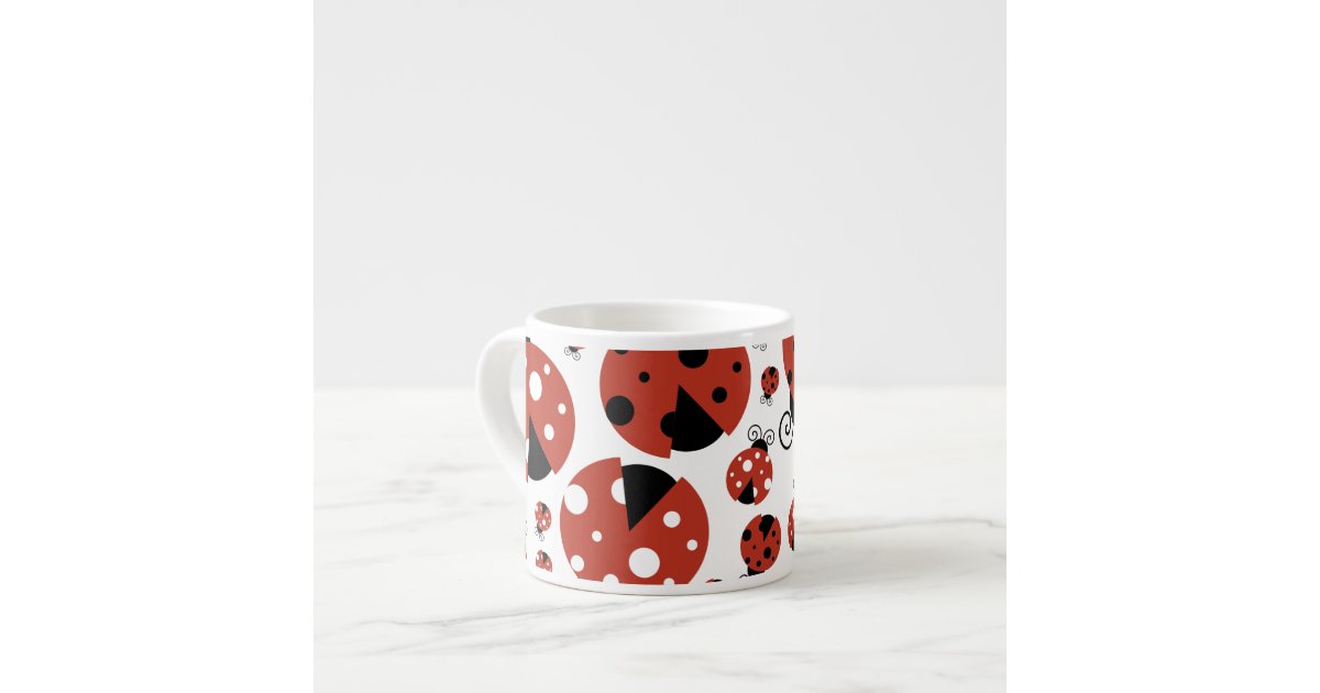 Pattern Of Ladybugs, Cute Ladybugs, Red Ladybugs Espresso Cup | Zazzle