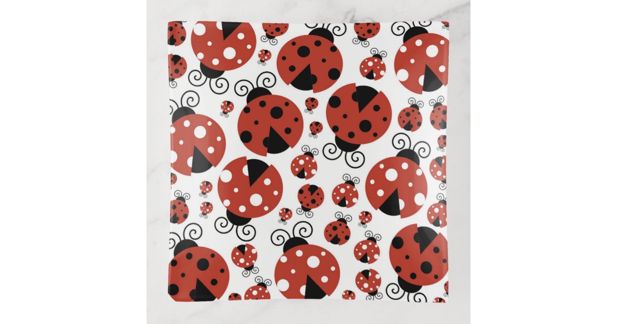 Pattern Of Ladybugs, Cute Ladybugs, Red Ladybugs Trinket Tray | Zazzle