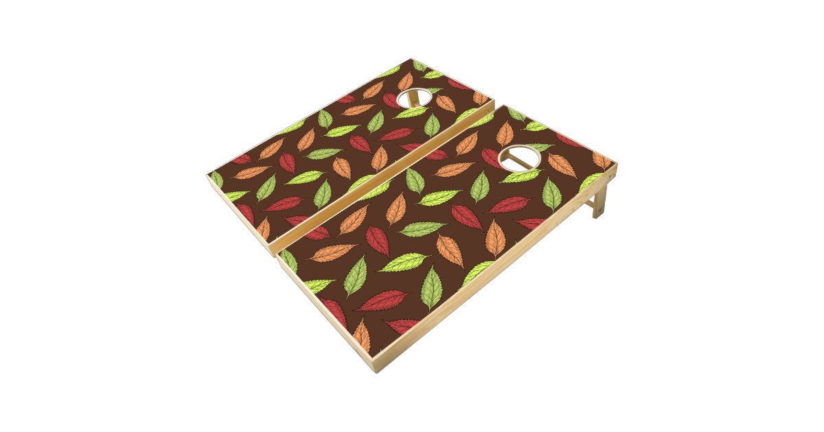 Pattern Of Leaves, Colorful Leaves, Autumn Leaves Cornhole Set | Zazzle