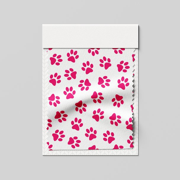 Pink Dog Paw Prints Pattern Fabric | Zazzle