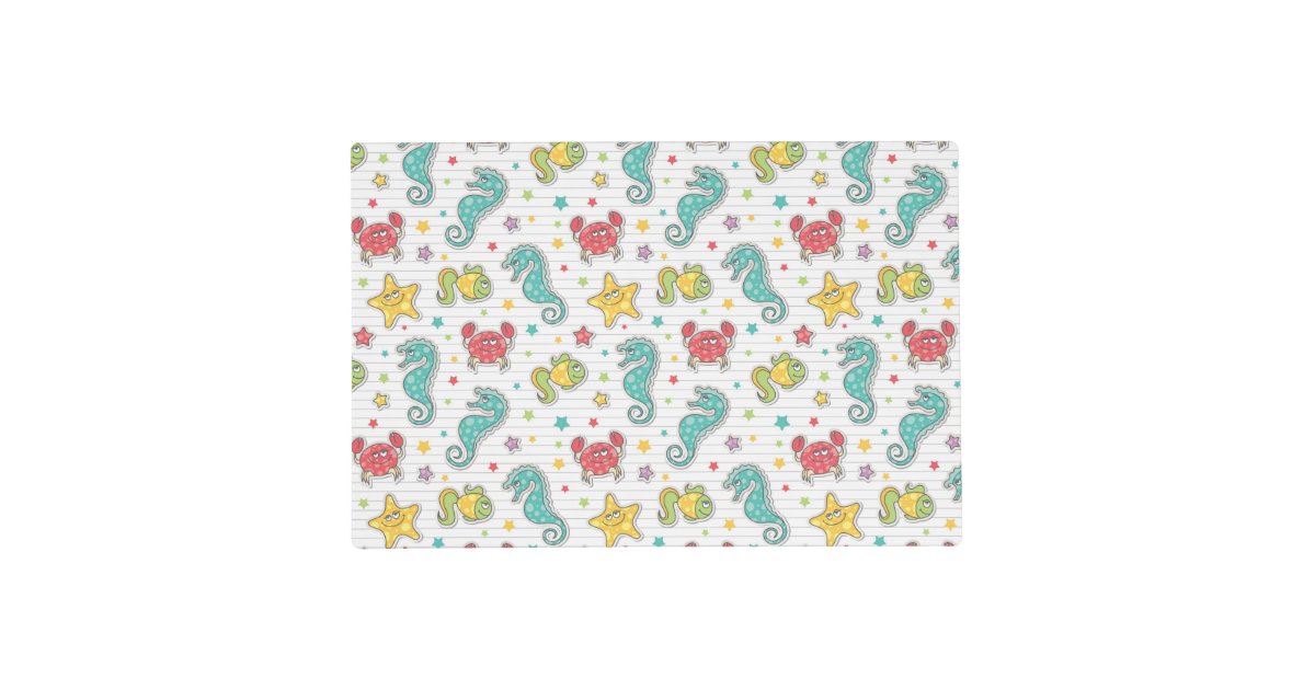 pattern of sea creatures placemat | Zazzle