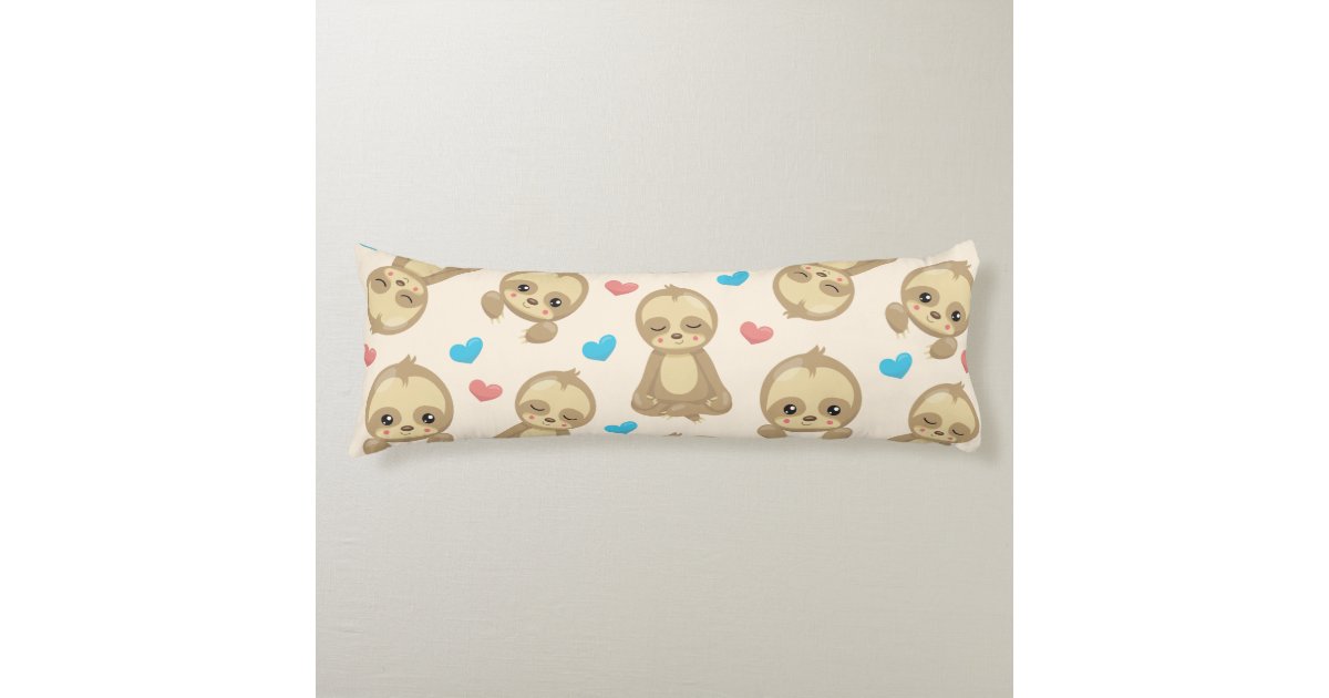 Pattern Of Sloths, Cute Sloths, Hearts Body Pillow | Zazzle