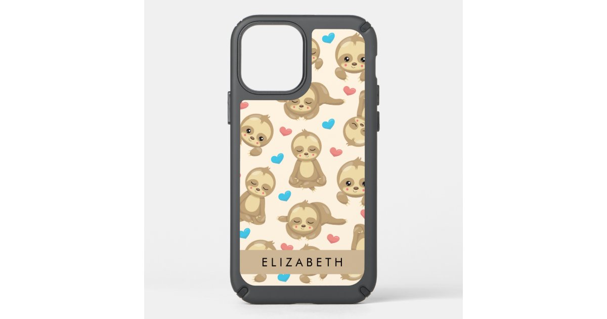 Pattern Of Sloths, Cute Sloths, Hearts, Your Name Speck iPhone 12 Case ...