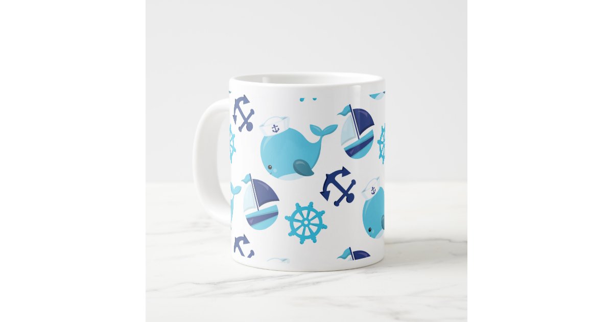 Pattern Of Whales, Cute Whales, Blue Whales Giant Coffee Mug | Zazzle