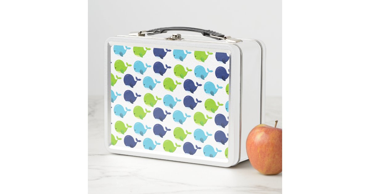 Pattern Of Whales, Cute Whales, Sea Animals Metal Lunch Box | Zazzle
