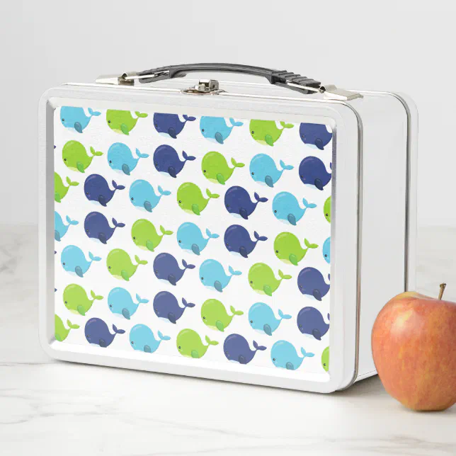 Pattern Of Whales, Cute Whales, Sea Animals Metal Lunch Box | Zazzle