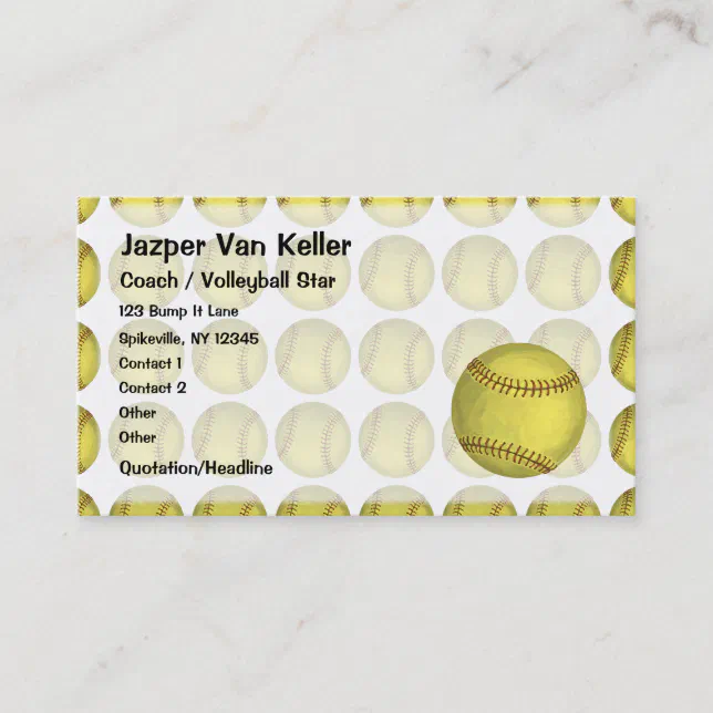 Pattern Softball Business Card | Zazzle