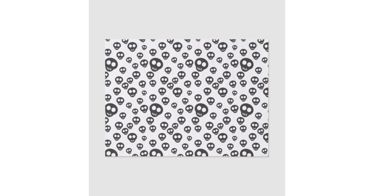 Pattern with black skulls on white tissue paper | Zazzle