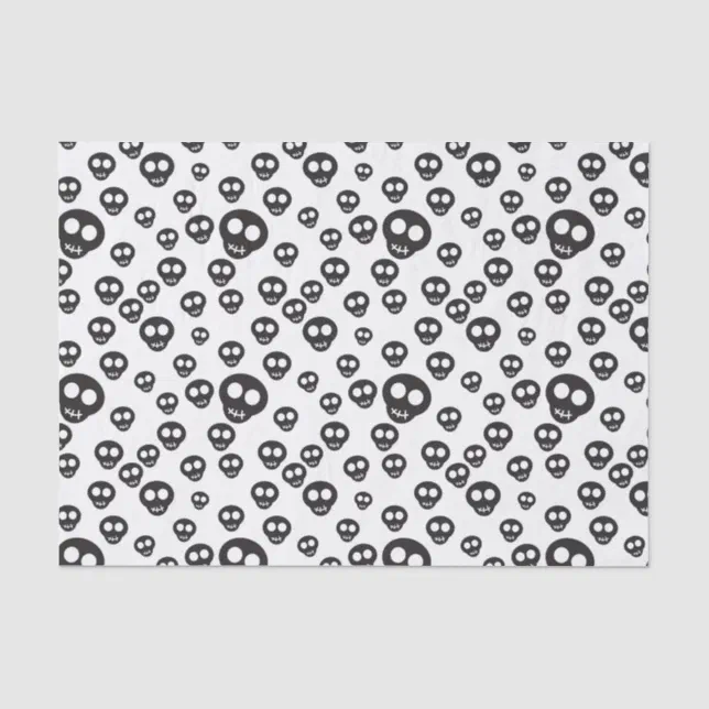 Pattern with black skulls on white tissue paper | Zazzle