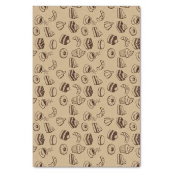 Pattern With Cakes, Desserts And Bakery Tissue Paper | Zazzle
