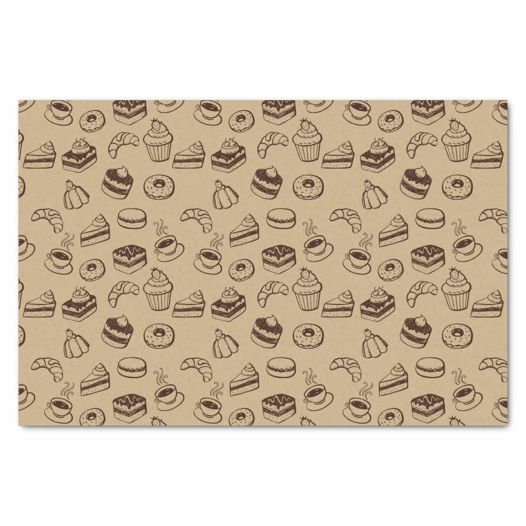 Pattern With Cakes, Desserts And Bakery Tissue Paper | Zazzle